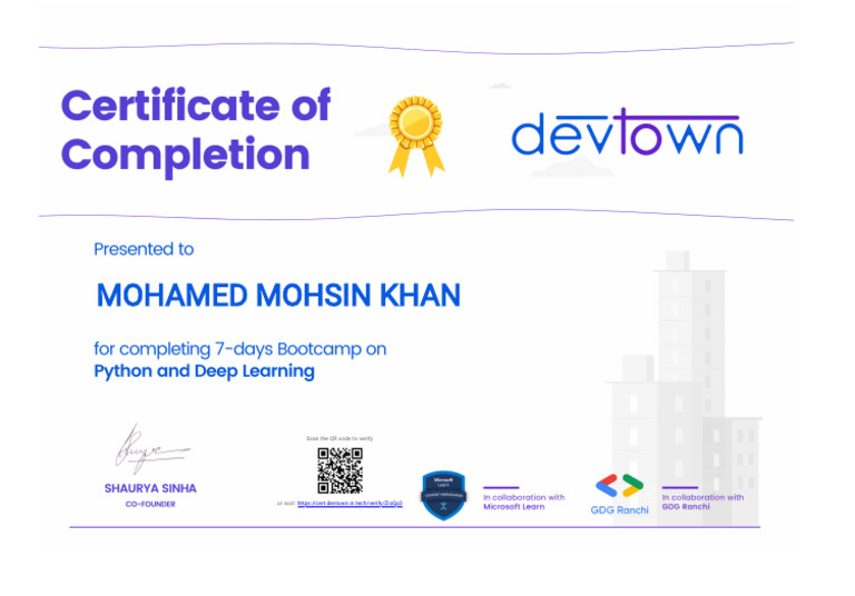 Python and Deep learning Certificate | PDF