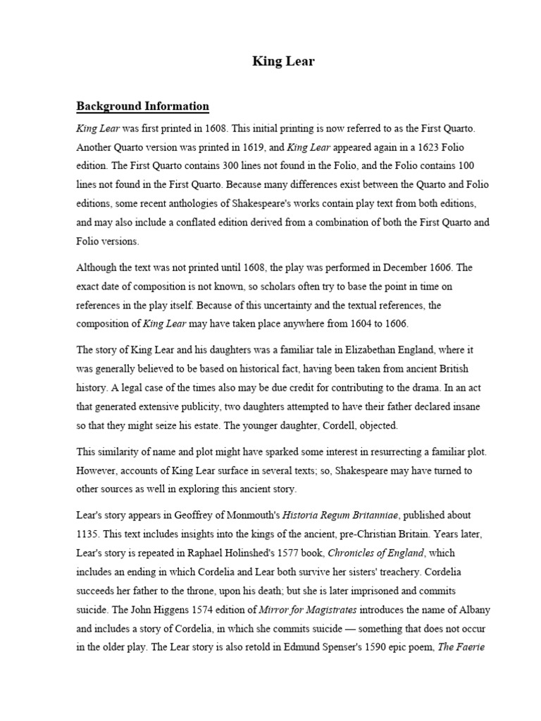 King Lear | PDF | King Lear