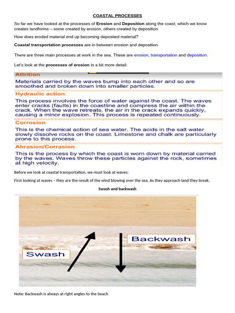 Coastal Erosion, Transportation, and Deposition | PDF