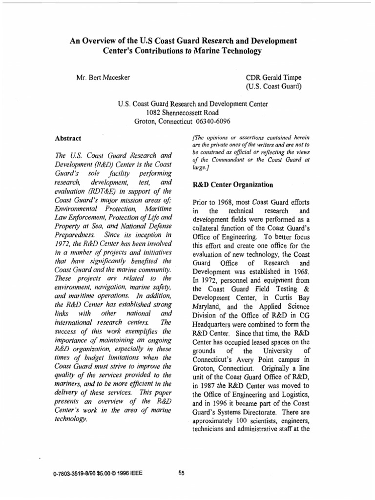 US Coast Guard R&D Marine Tech Overview | PDF | Coast Guard | Search ...