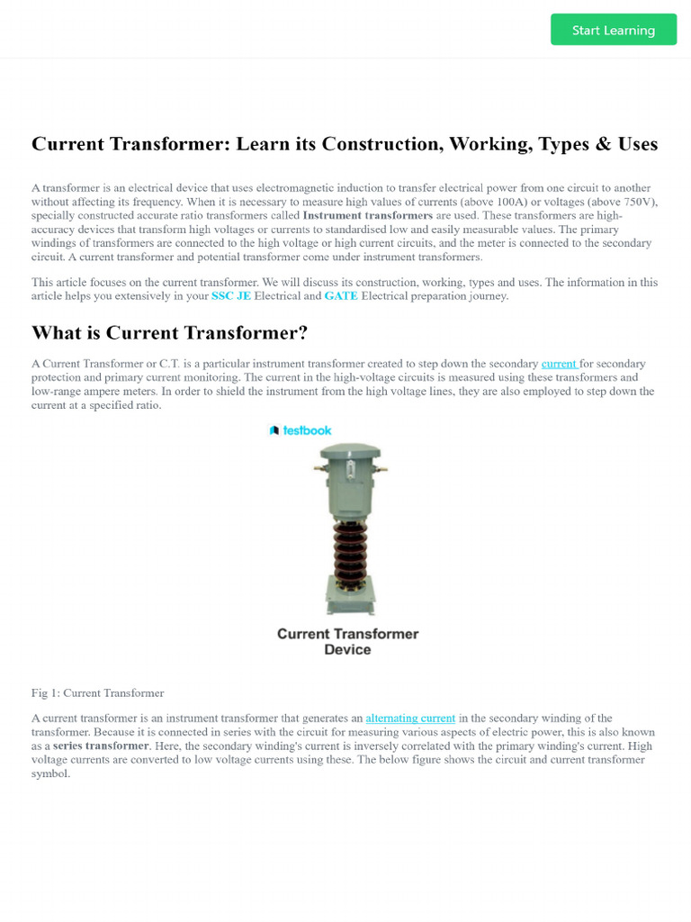 Current Transformer - Working Principle Types and Applications. 1 ...