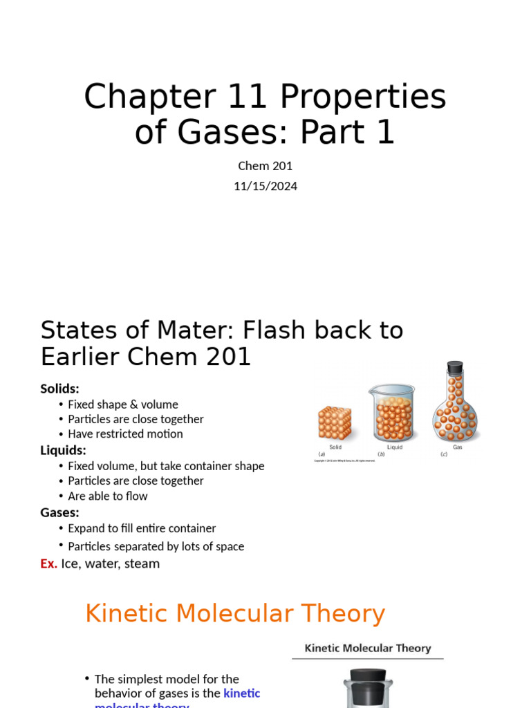 Chap 11 Part 1 | PDF | Gases | Molecules