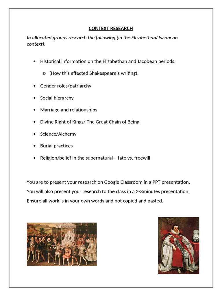 Shakesepare CONTEXT RESEARCH | PDF