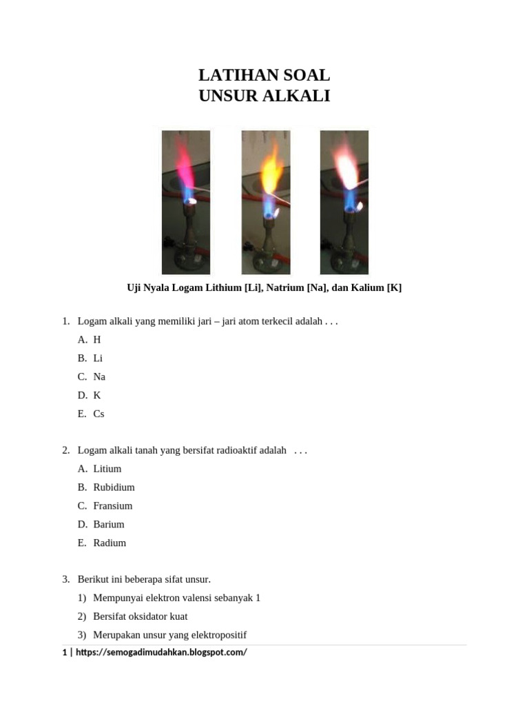 Latihan Soal Unsur Alkali dan Alkali Tanah | PDF