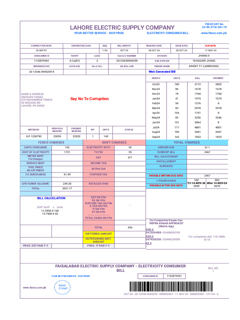 Fesco Online Bill (3)(1) | PDF | Taxes | Value Added Tax