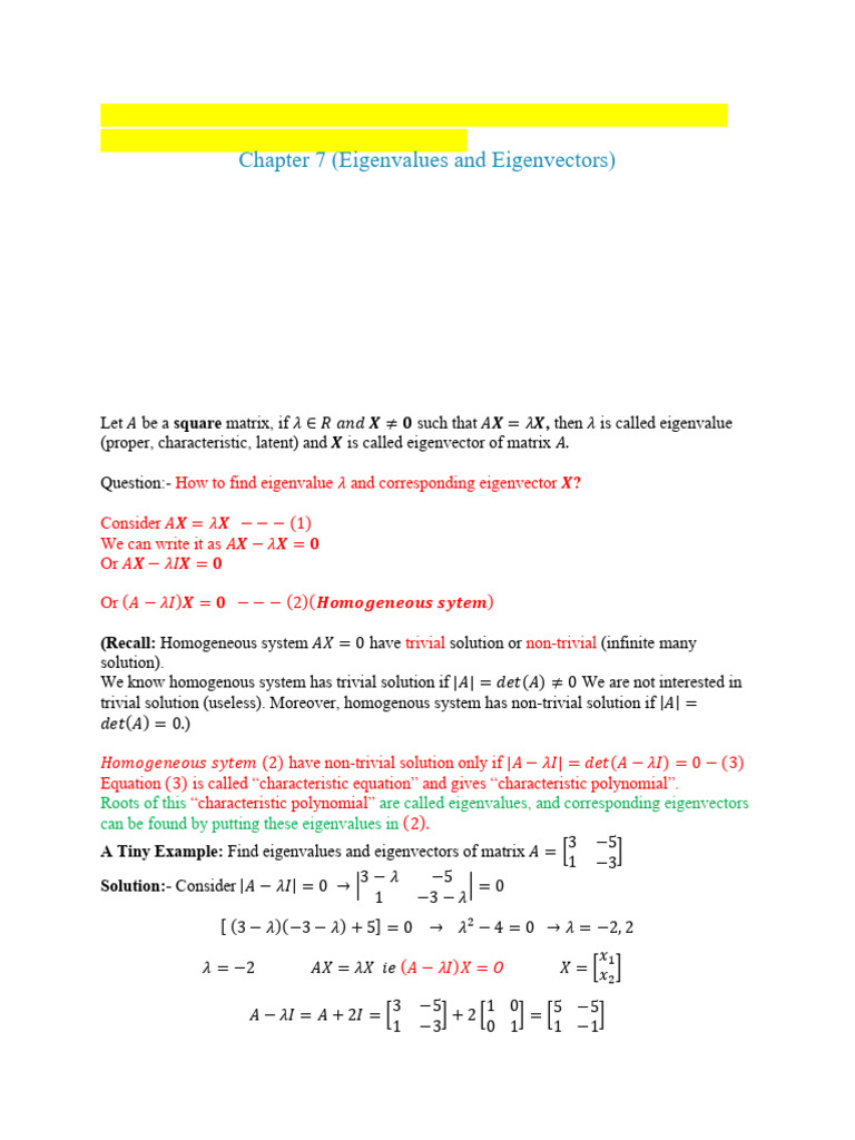 Ch-7 Eigenvalues and Eigenvectors | PDF | Applied Mathematics | Functions And Mappings