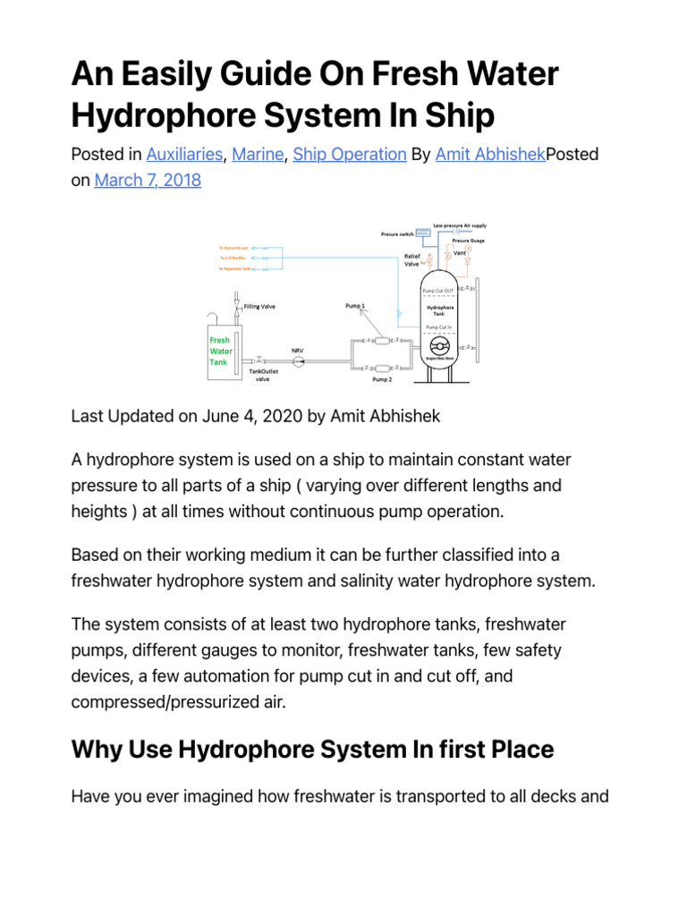 Freshwater Hydrophore System Guide | PDF | Pump | Water