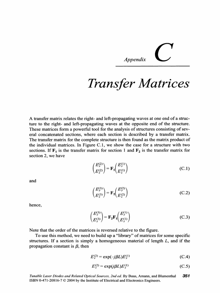 Appendix C Transfer Matrices | PDF | Matrix (Mathematics) | Eigenvalues And Eigenvectors