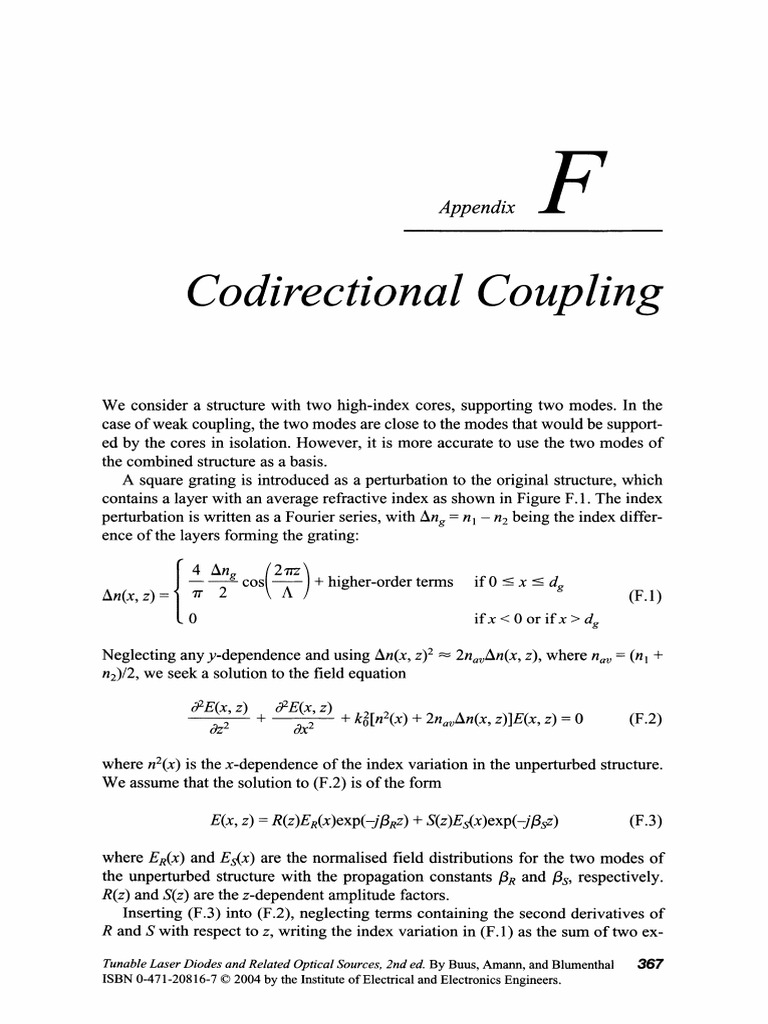 Appendix F Codirectional Coupling | PDF | Mathematical Analysis ...