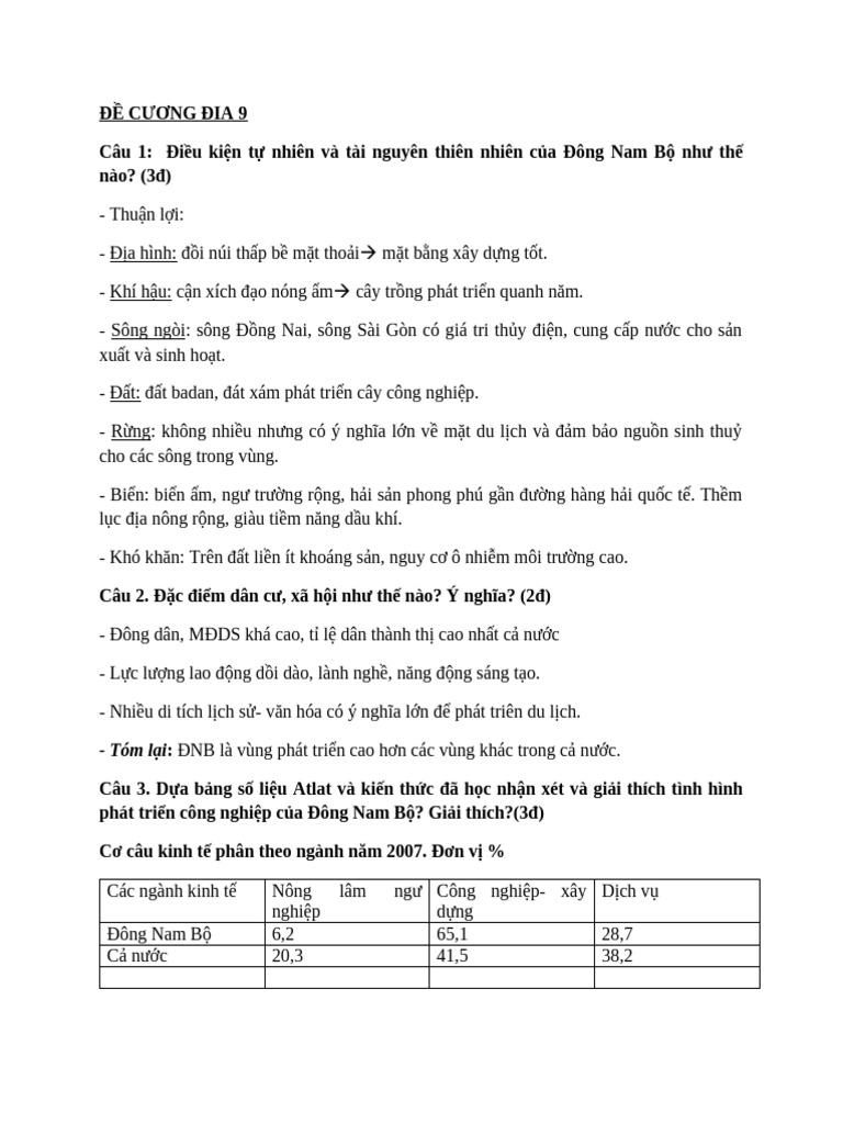 NỘI DUNG ÔN TẬP dia 9 giữa k 2 | PDF