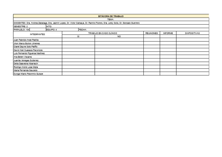 Bitacora de Trabajo 1 - Hoja 1 | PDF