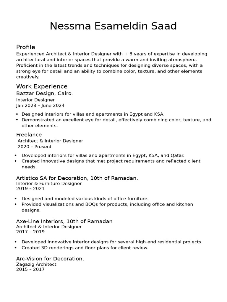CV Nessma Esam Eldin | PDF