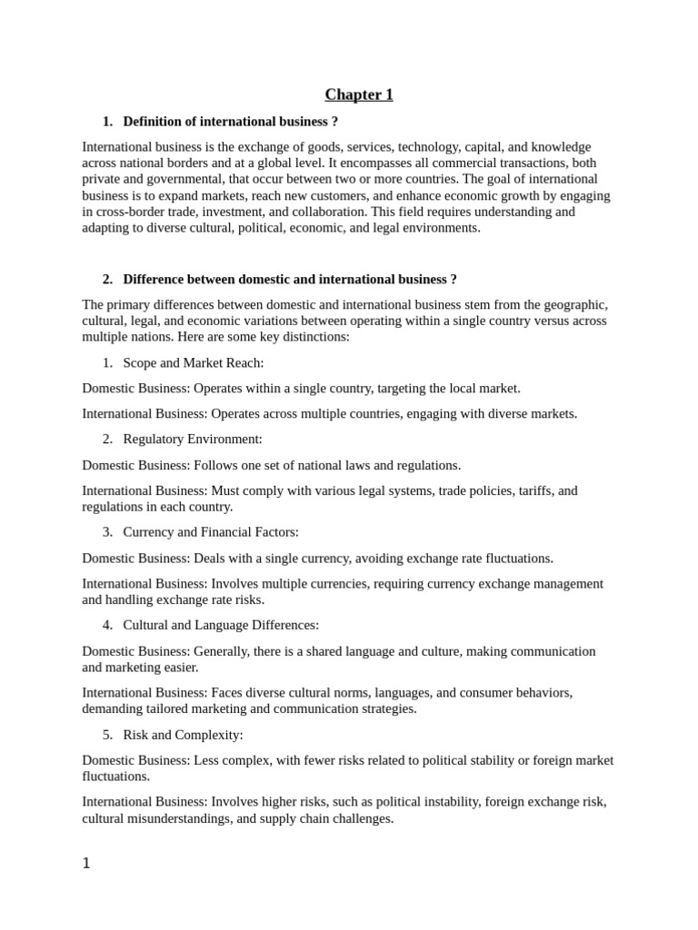 International Business Basics | PDF | Market (Economics) | Free Trade