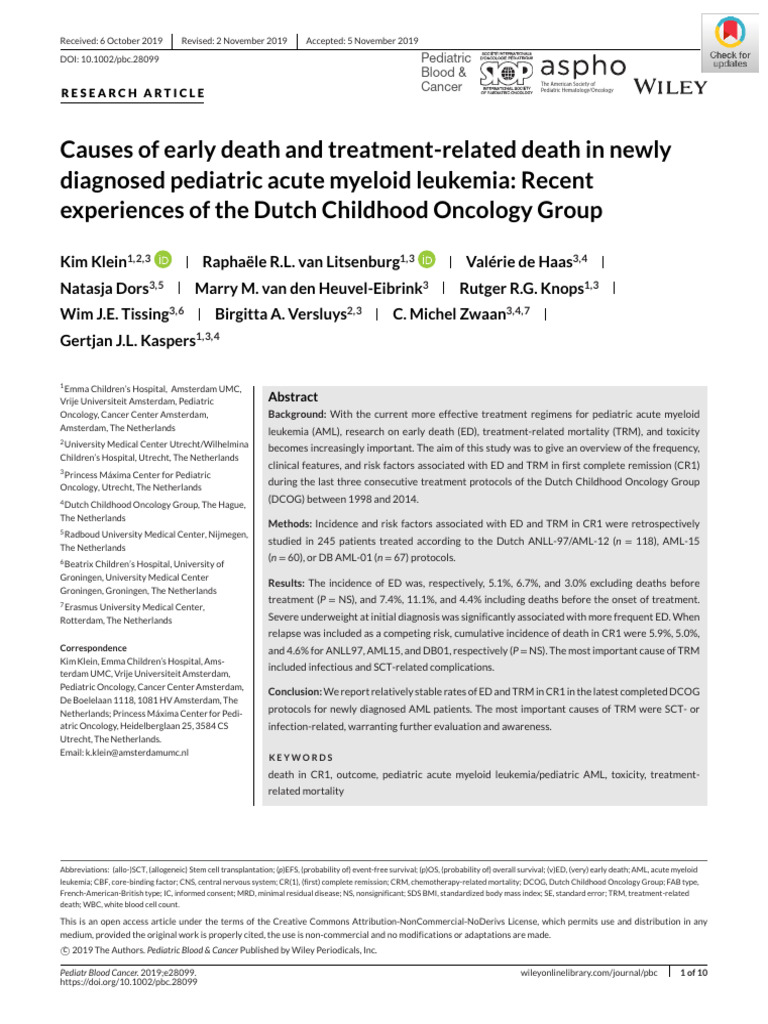 Causes of Early Death and Treatment Related Death in Newly R2qrb9koha ...