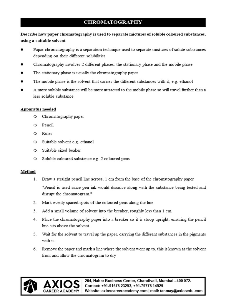 Paper Chromatography Explained | PDF | Chromatography | Chemical Substances