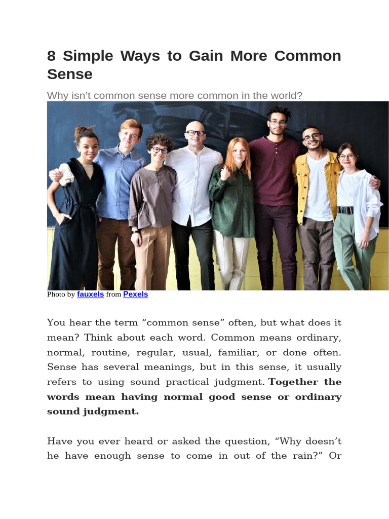 8 Ways to Enhance Common Sense | PDF | Seat Belt | Common Sense