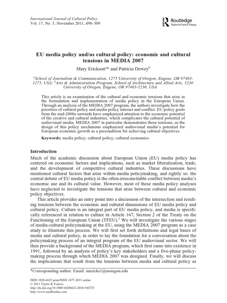 EU Media Policy and Cultural Tensions | PDF | European Union | Policy
