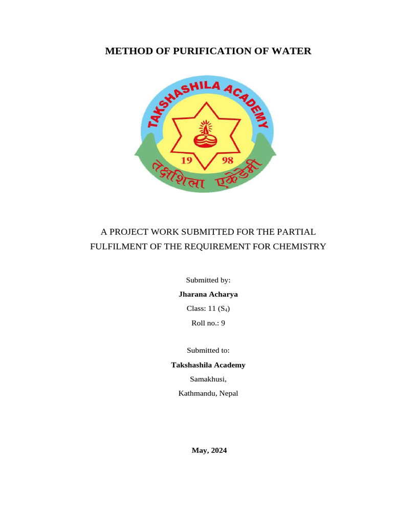 Method of Purification of Water | PDF | Water Purification | Water