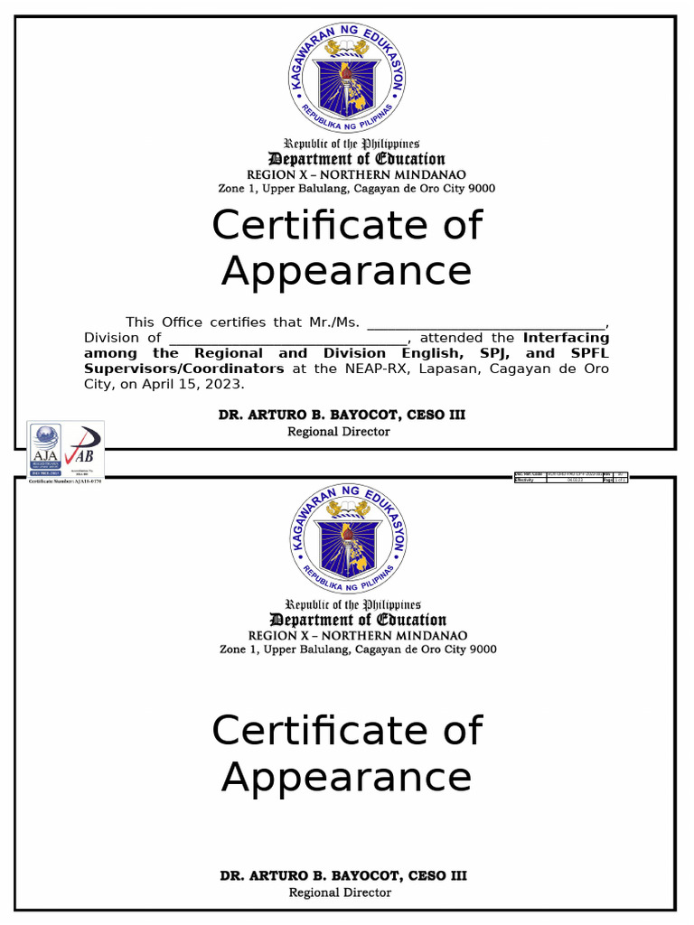 Certificate of Appearance | PDF