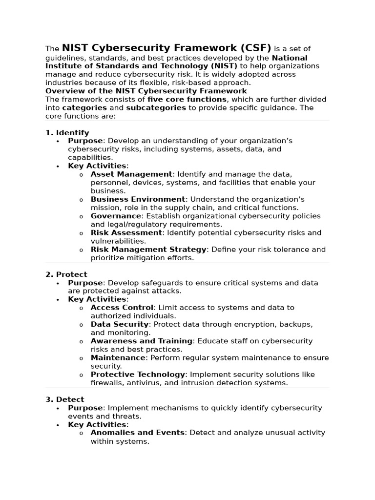 NIST Cybersecurity Framework Overview | PDF | Internet Of Things ...