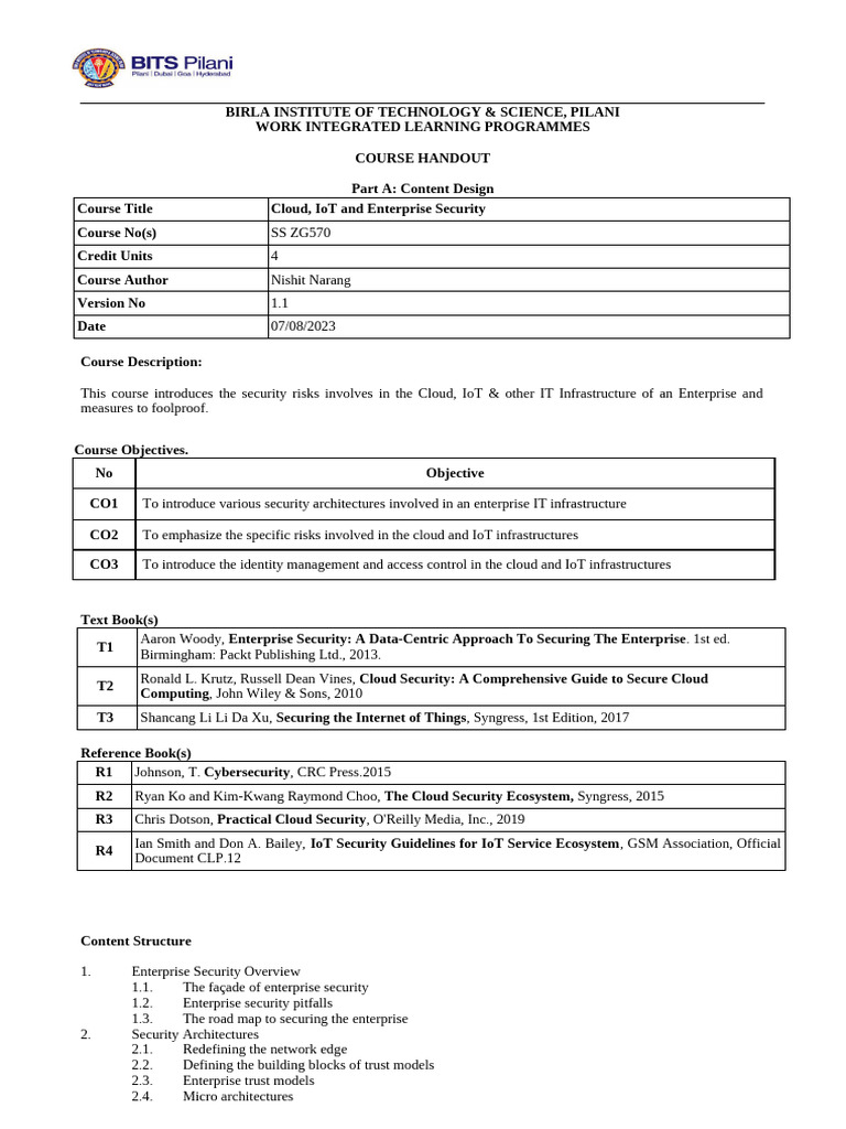 Cloud IOTsecurity Crs Handout | PDF | Security | Computer Security