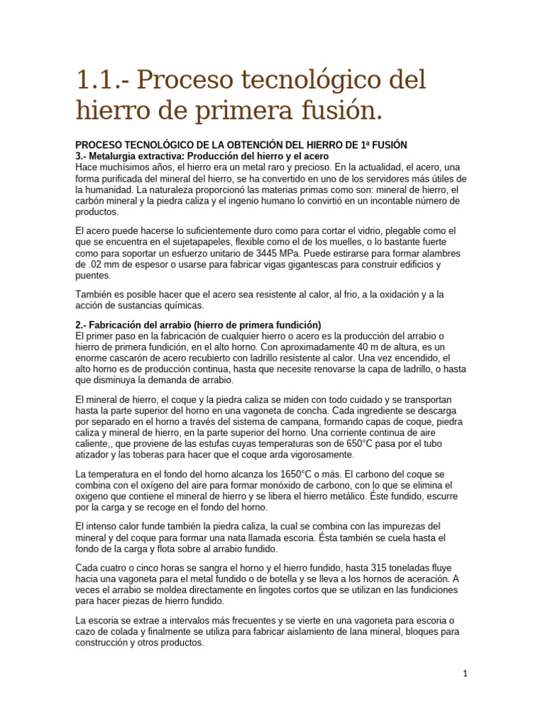 Procesos de Fabricacion | PDF | Arrabio | Hierro fundido