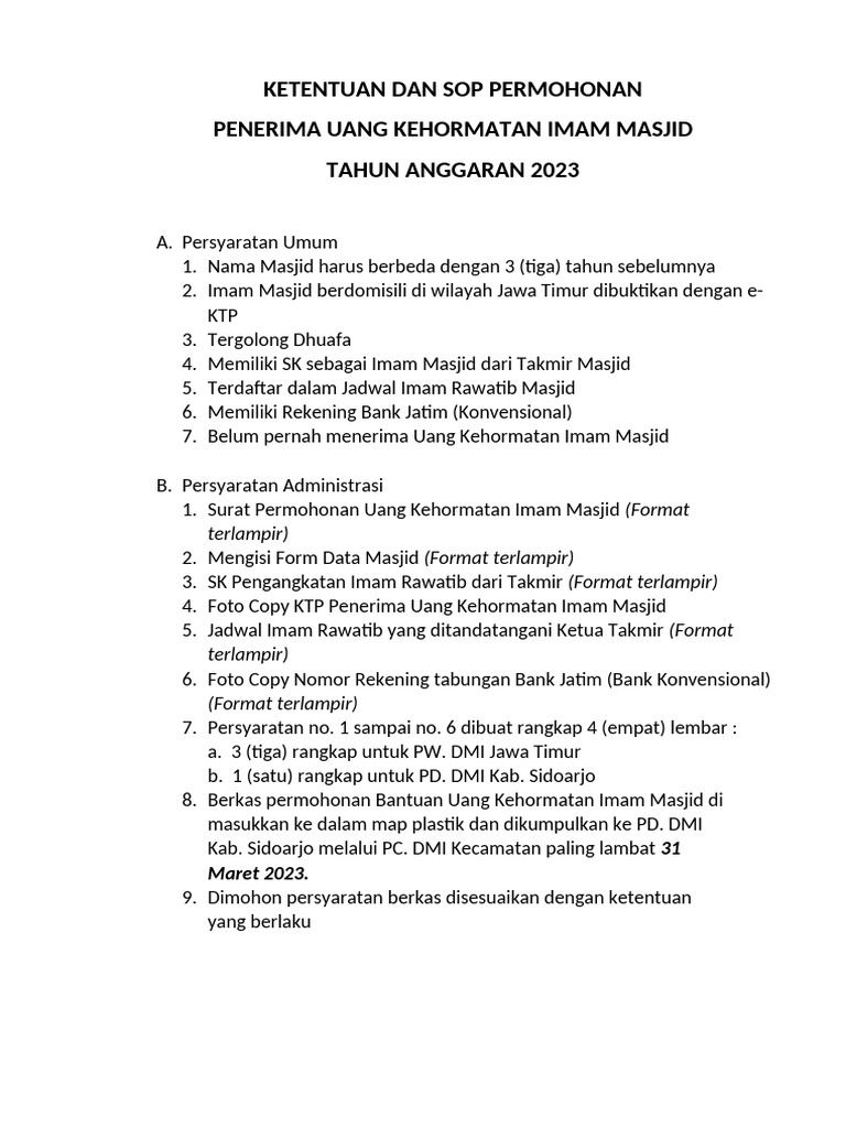 Form Persyaratan Pengajuan Ukim 2023 Masjid Nurul Huda | PDF