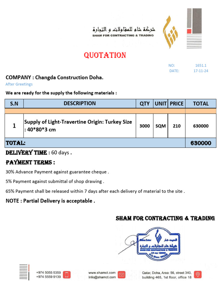 Sulaiti Stone Quotation | PDF