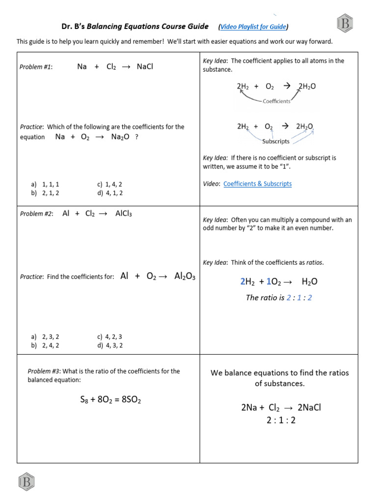 Balancing Equations Course Guide | PDF | Chemical Reactions | Chemical ...