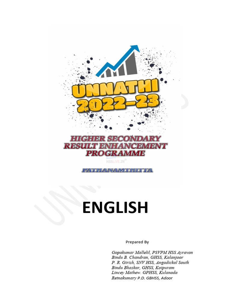 Hsslive Xii English Quick Notes by Ptma 2023 | PDF