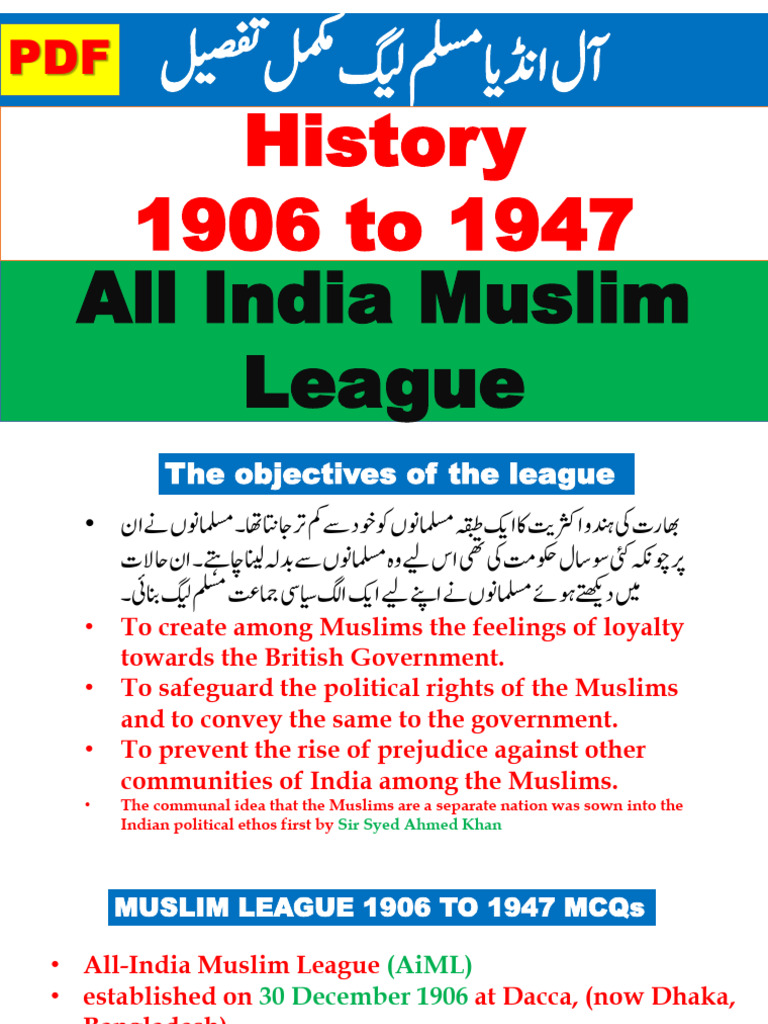 History of All India Muslim League 1906-1947 | PDF | All India Muslim ...