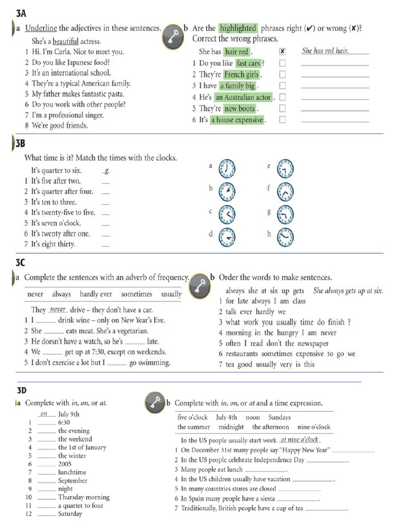 Practica Grammar 3a-3b-3c | PDF