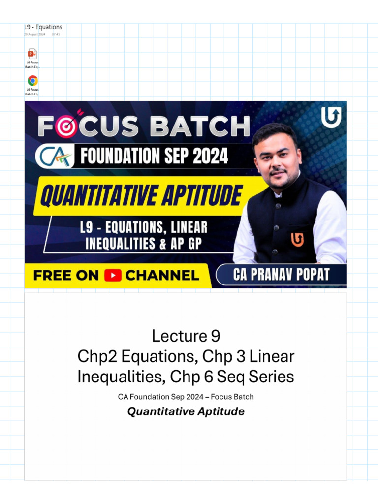 L9 Focus Batch Eq Ineq AP GP | PDF