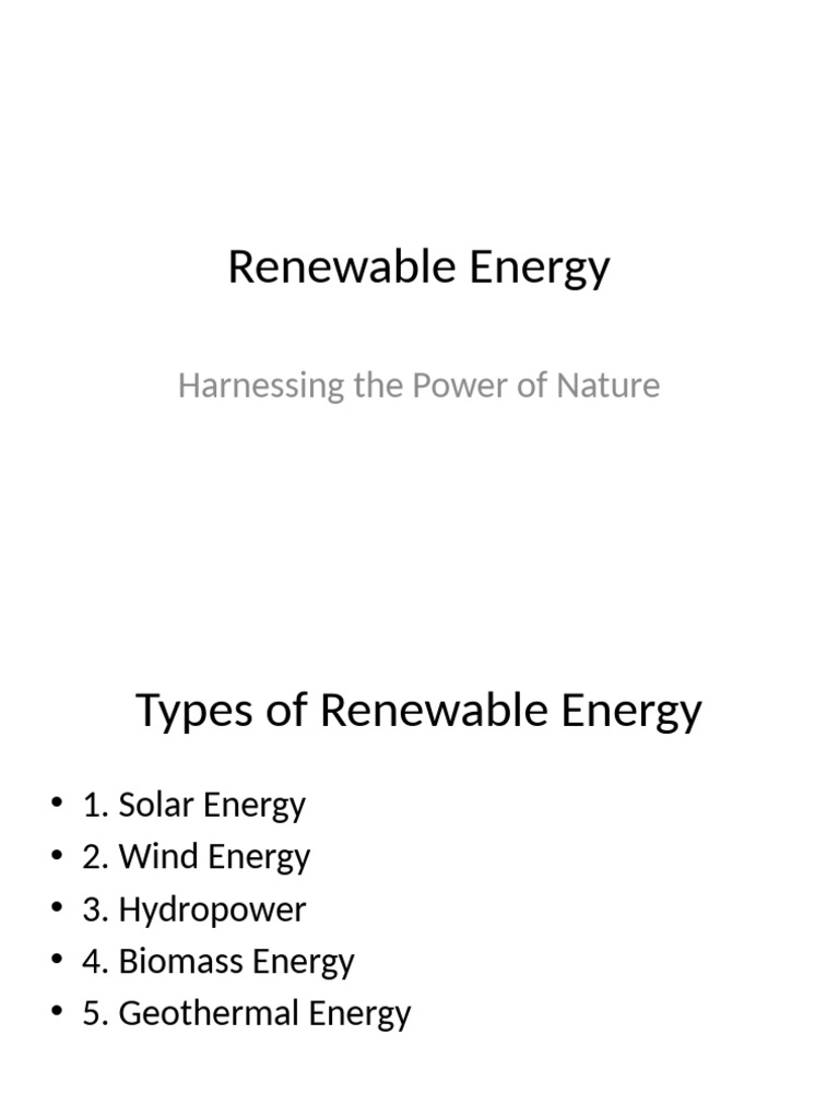 Renewable Energy Presentation | PDF