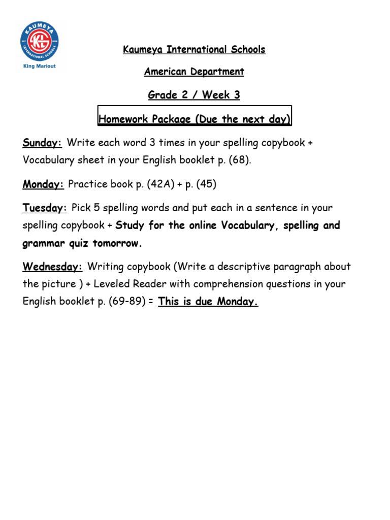 Homework Package (Week 3) | PDF