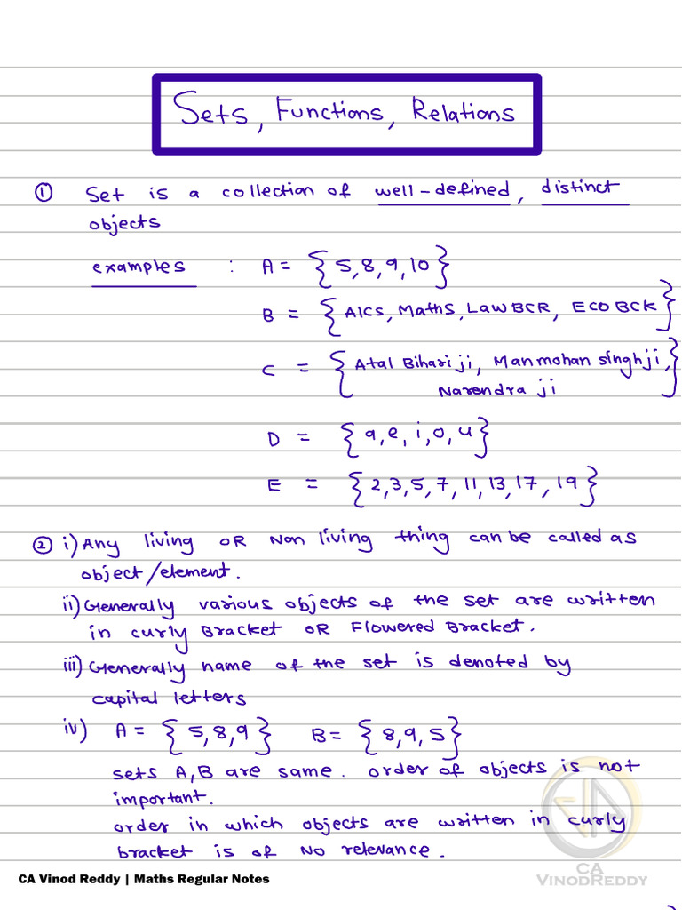 Sets Functions Relations | PDF | Set (Mathematics) | Mathematical Objects