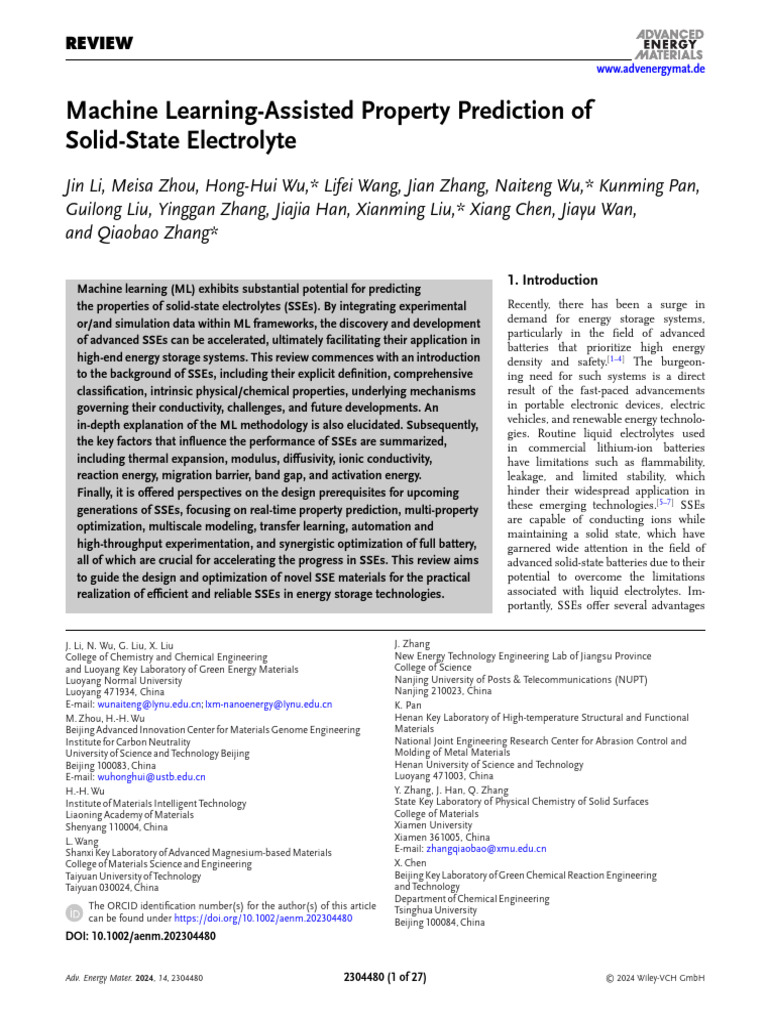 Machine Learning Assisted Property Prediction of Solid State ...
