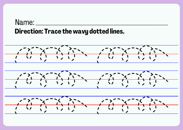 Cream Simple Wavy Line Tracing Worksheet | PDF