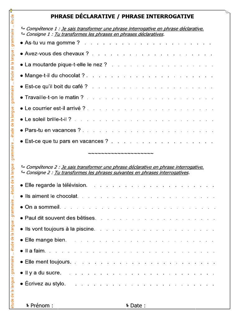 Phrase Decla Interro | PDF