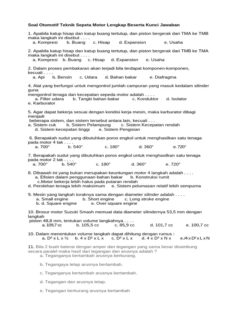 Bank Soal TBSM 11 | PDF