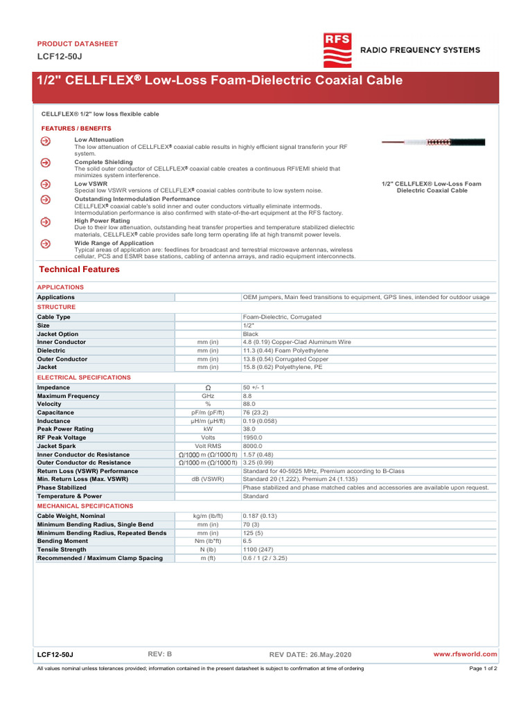 LCF12 - 50J Heliax Datasheet | PDF