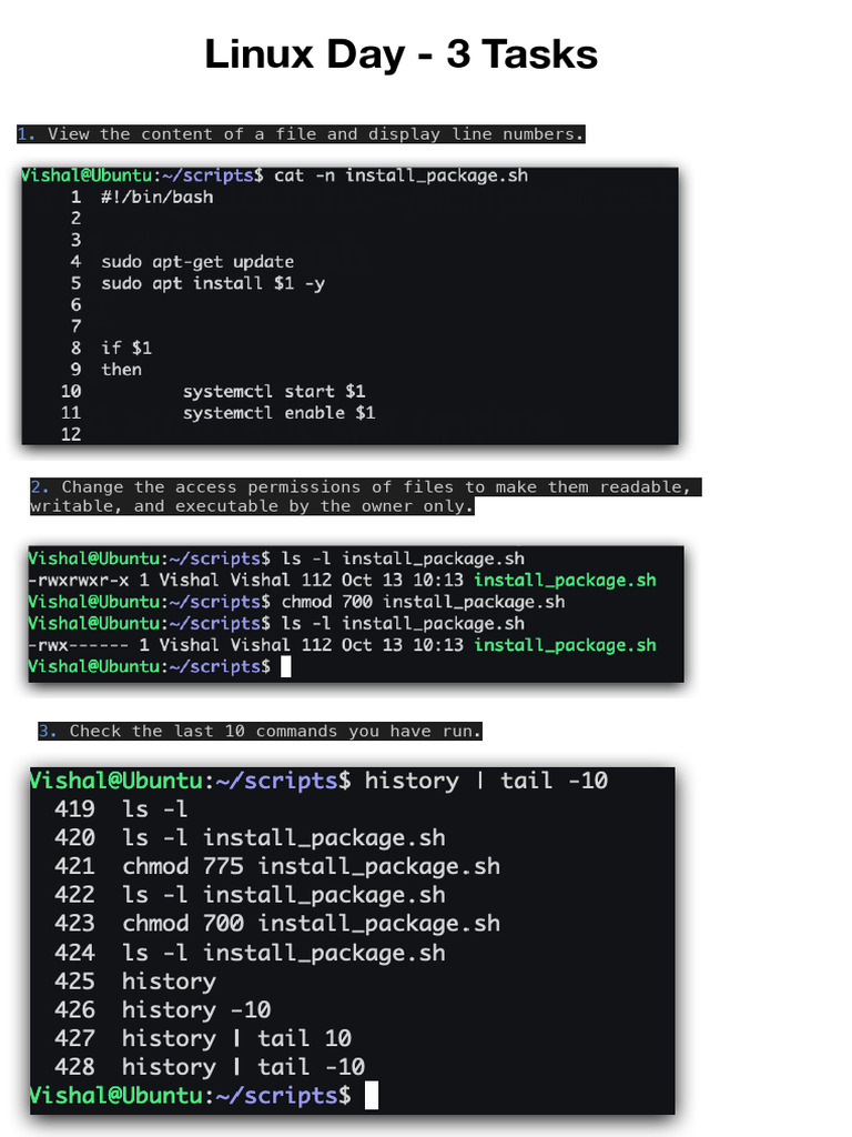 Linux Day - 3 Tasks | PDF