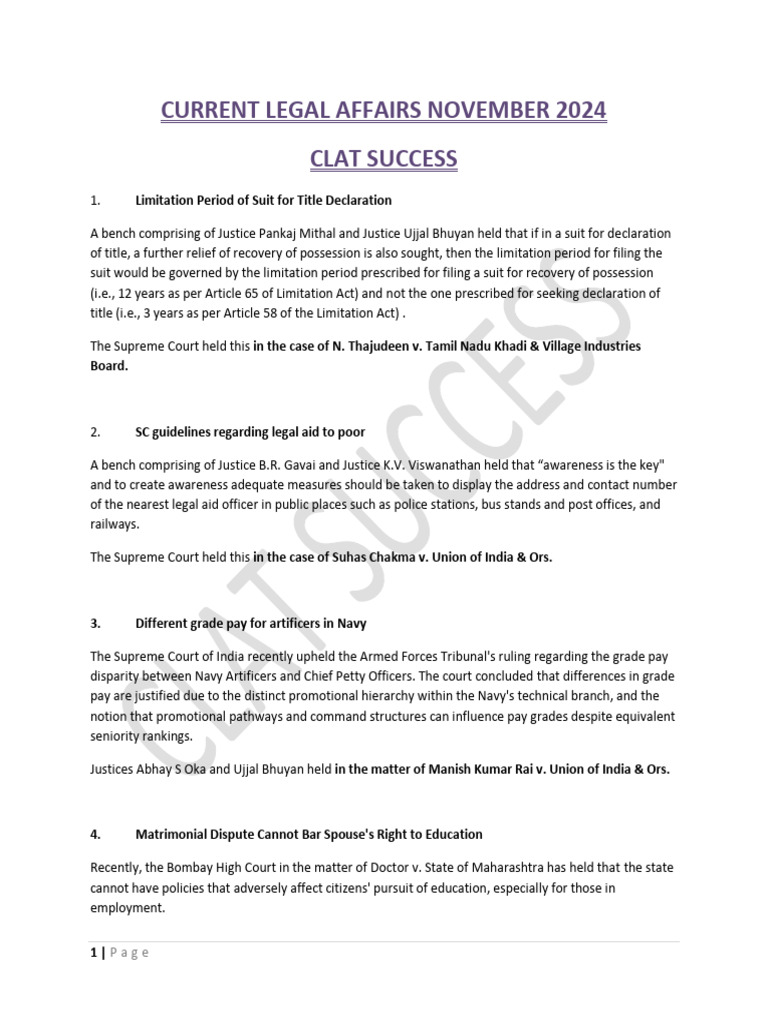 Key Legal Updates - November 2024 | PDF | Supreme Court Of The United ...