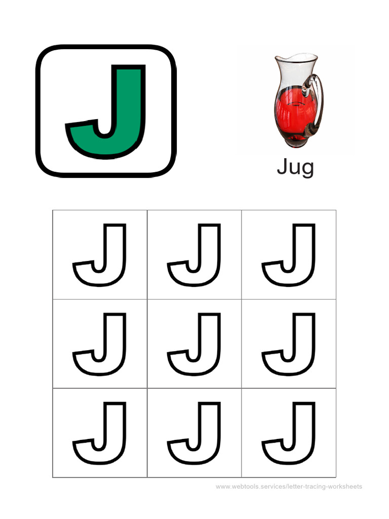 Letter J Coloring Worksheet-A4 | PDF
