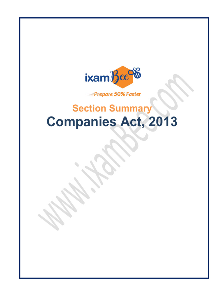 Section Summary_Companies Act, 2013 New Syllabus | PDF | Liquidation | Bankruptcy