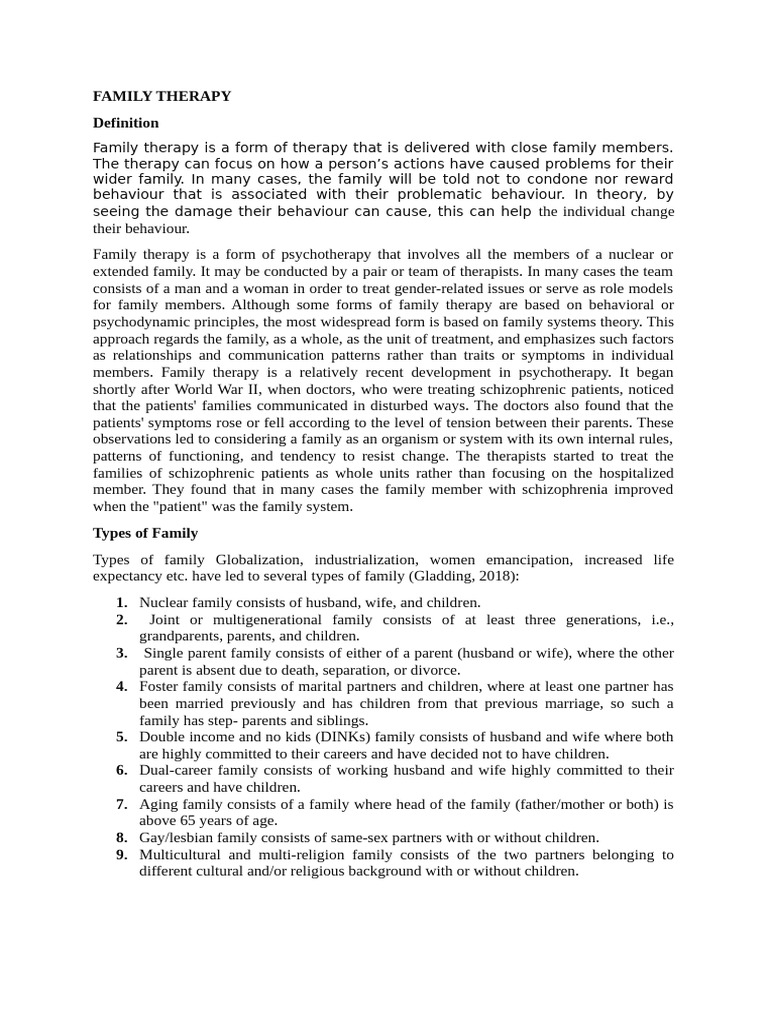 Family Therapy | PDF | Psychotherapy | Family Therapy