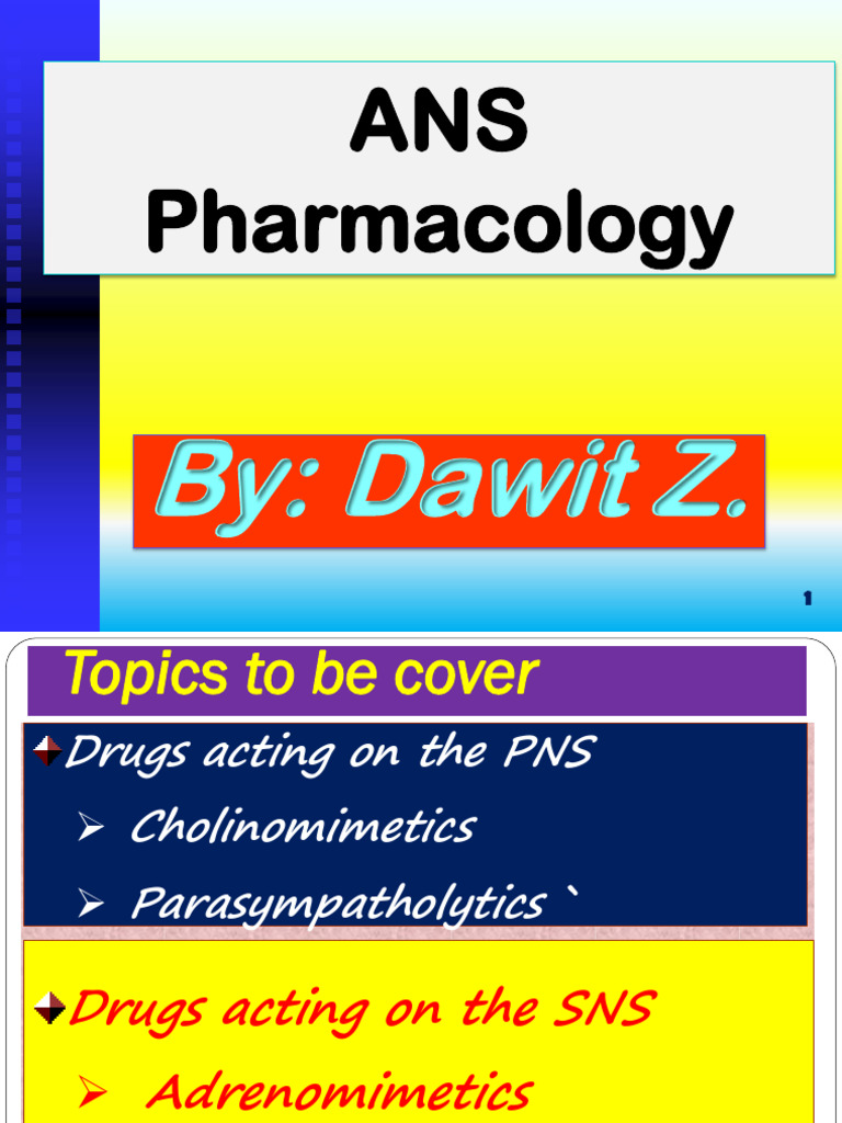 PPT on ANS Pharmacology for PCI @ ECUSTA | PDF | Acetylcholine ...