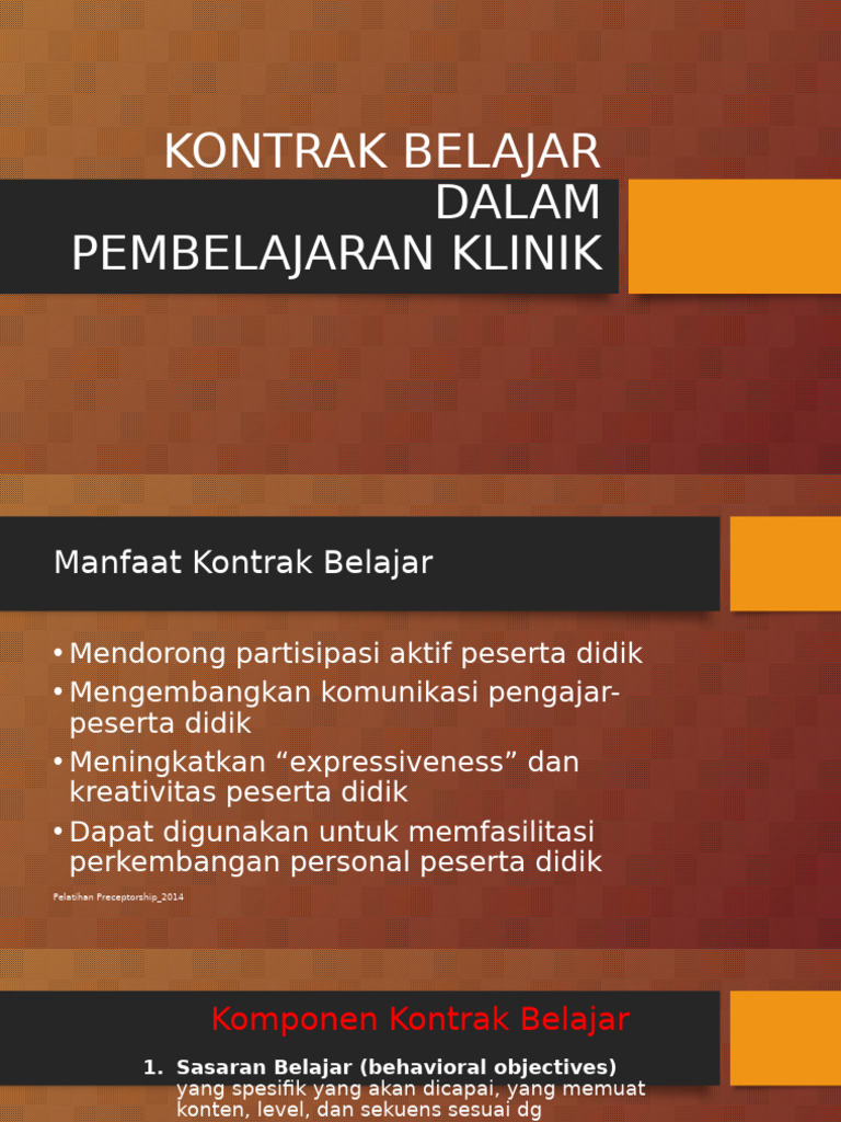 7. Kontrak Belajar Dalam Pembelajaran Klinik | PDF