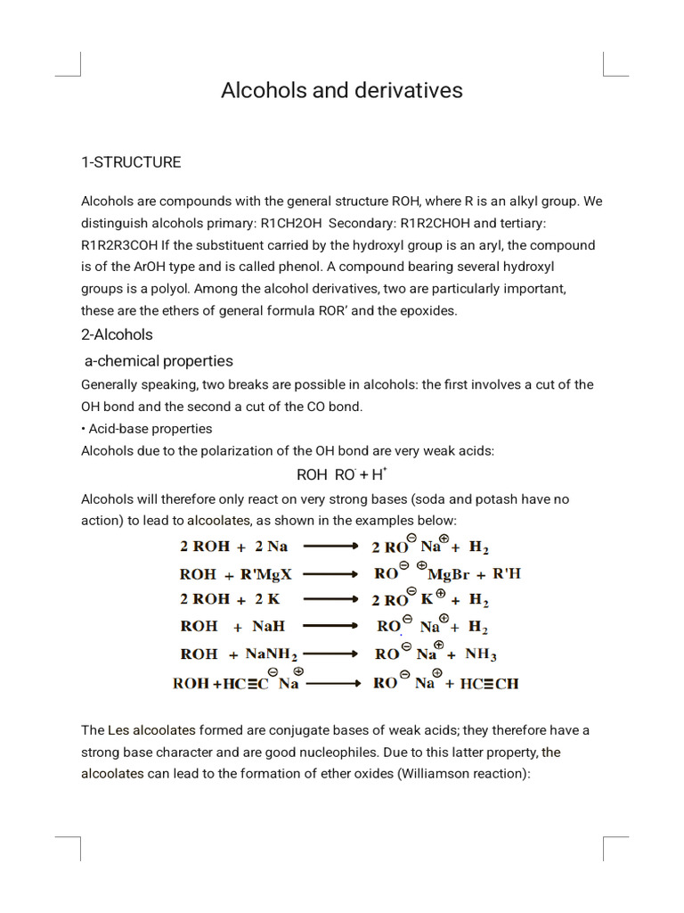 Alcohols and Derivatives | PDF | Ester | Ether