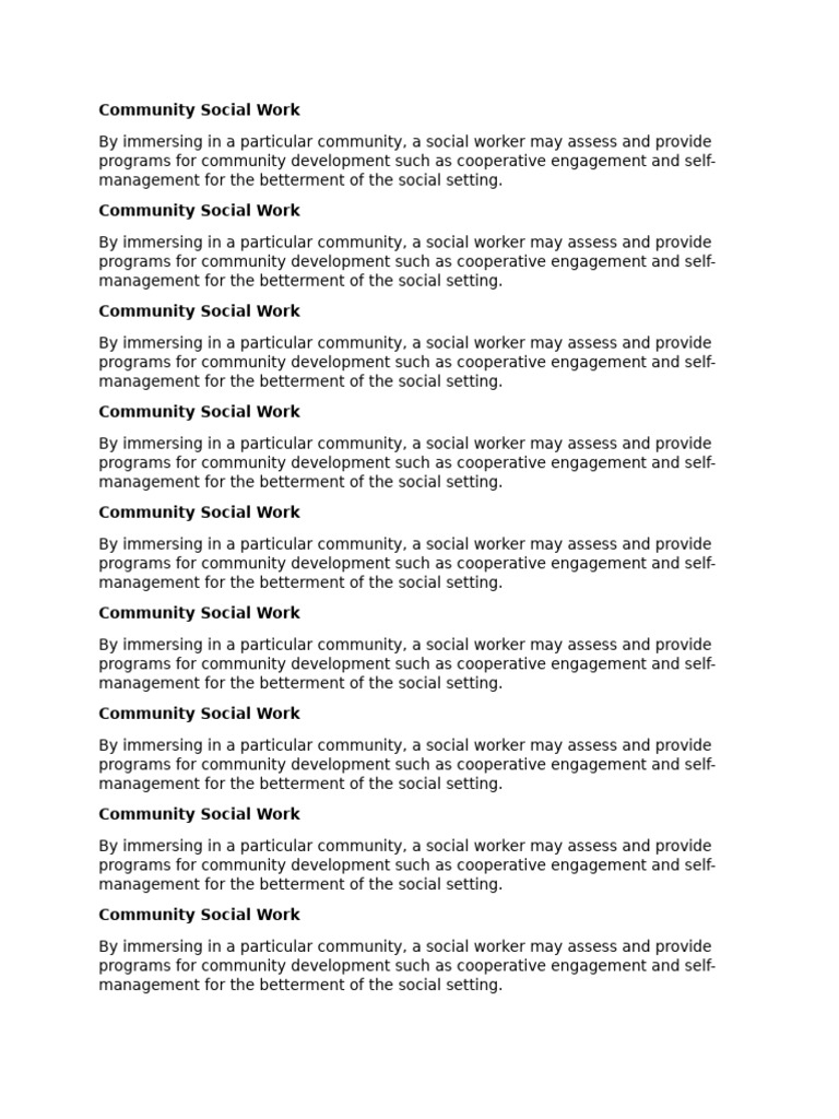 Community Social Work | PDF